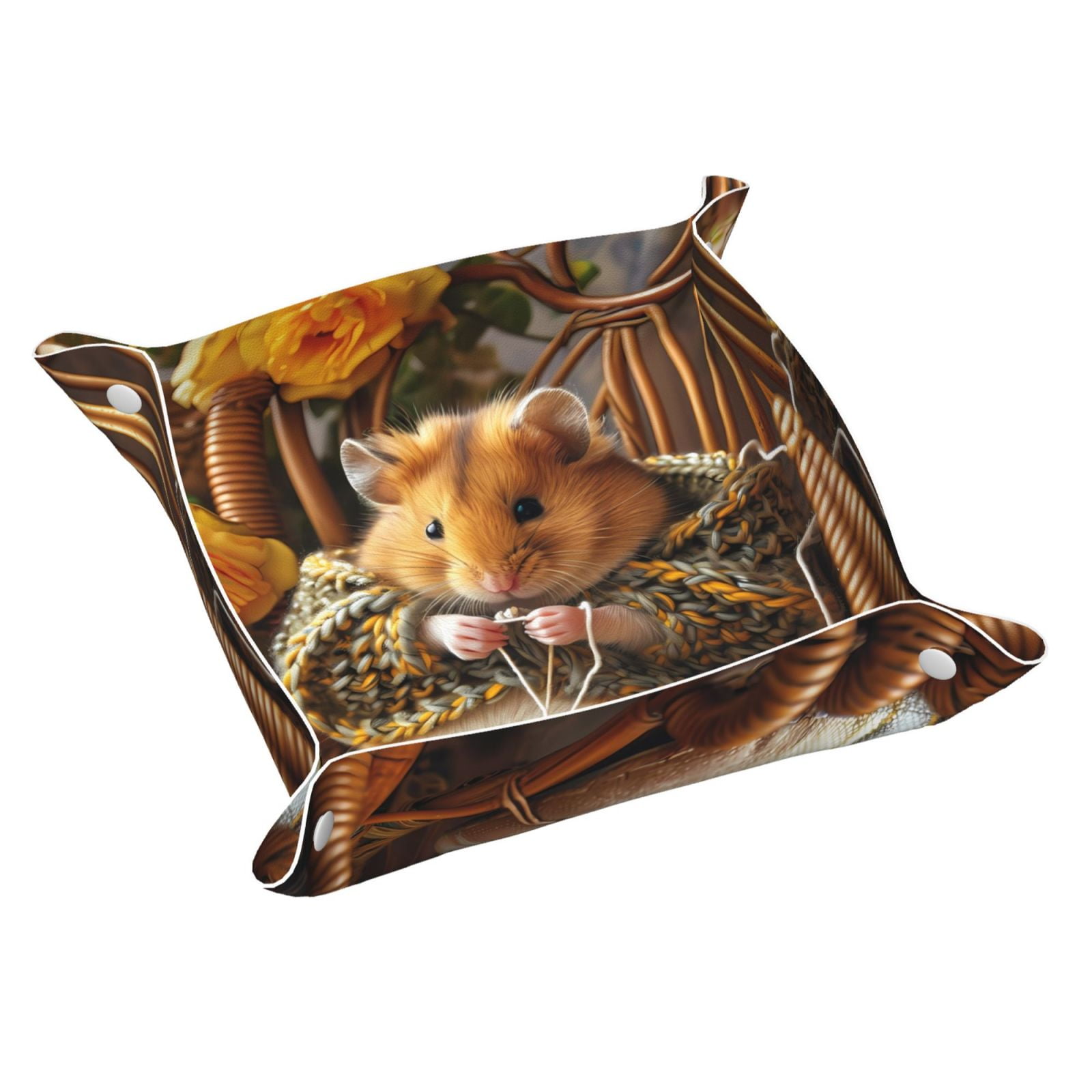 Valet Tray, Modern Floral Guinea Pig Faux Leather Desk Tray Vanity Tray ...