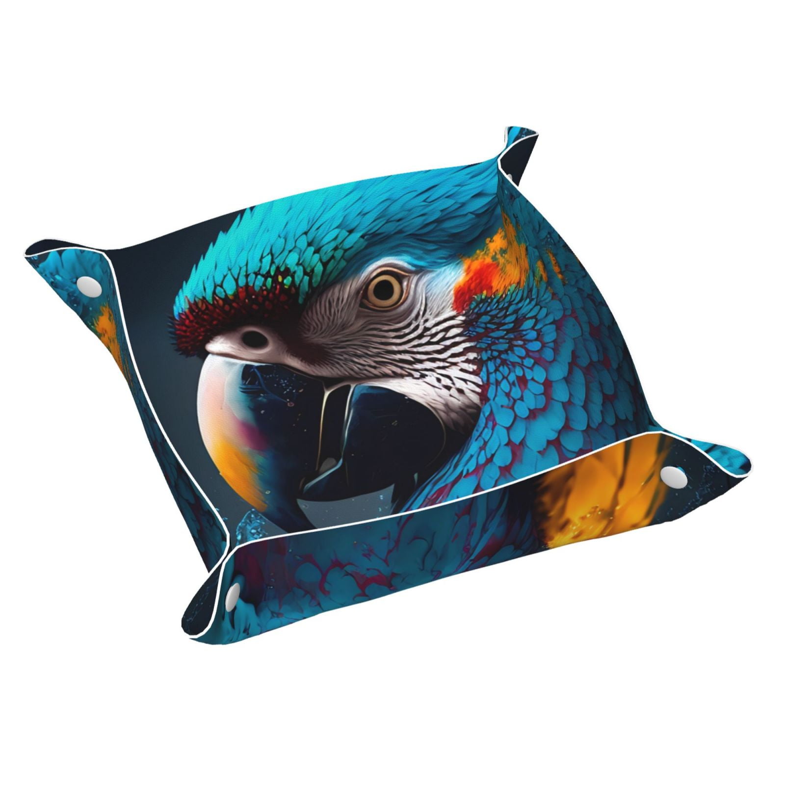 Valet Tray, Modern Style Blue Parrot Faux Leather Desk Tray Vanity Tray ...