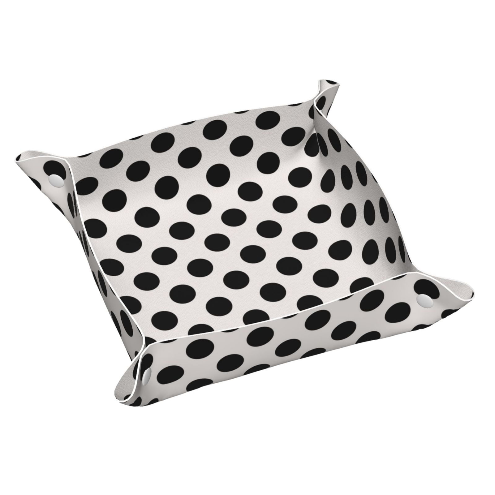 Valet Tray, Modern black polka dots Faux Leather Desk Tray Vanity Tray ...