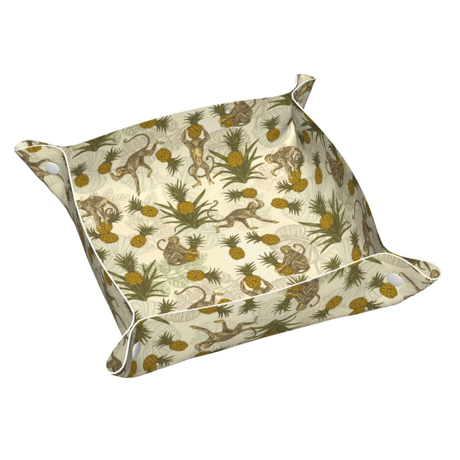 Valet Tray, Monkeys and Pinealpples Faux Leather Desk Tray Vanity Tray ...