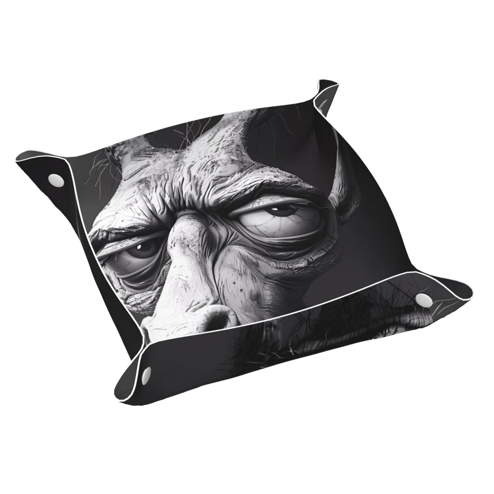 Valet Tray, Monochrome Giraffe Expression Faux Leather Desk Tray Vanity ...