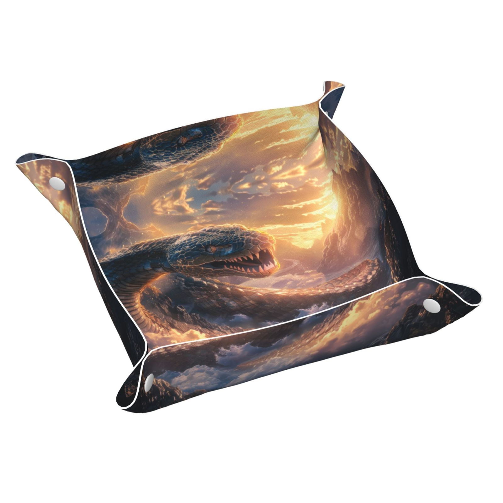 Valet Tray, Mythical Serpent Mountain Sunrise Faux Leather Desk Tray ...