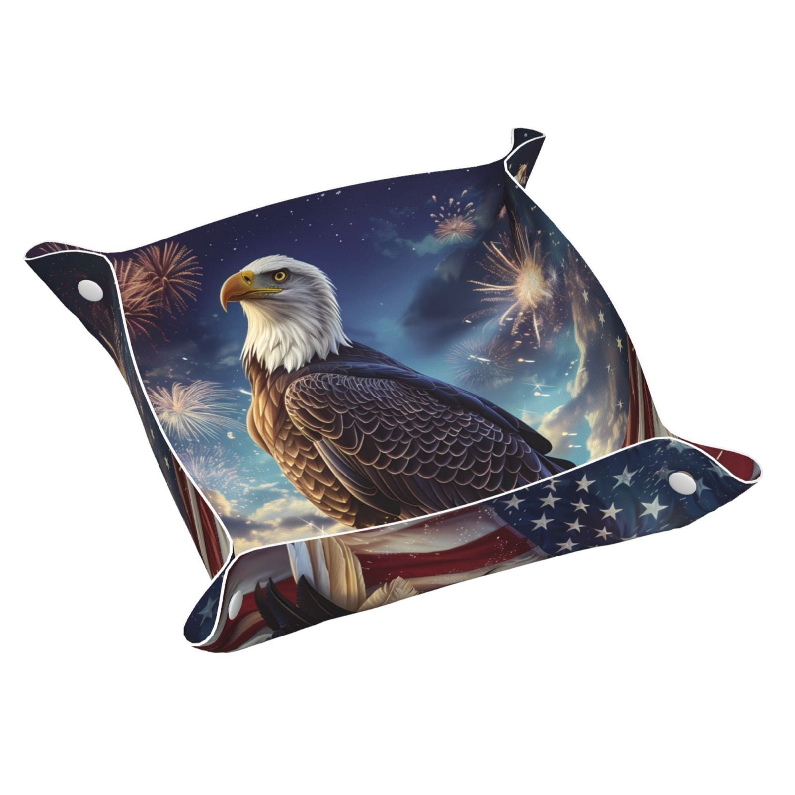 Valet Tray, Night Sky Bald Eagle Faux Leather Desk Tray Vanity Tray ...