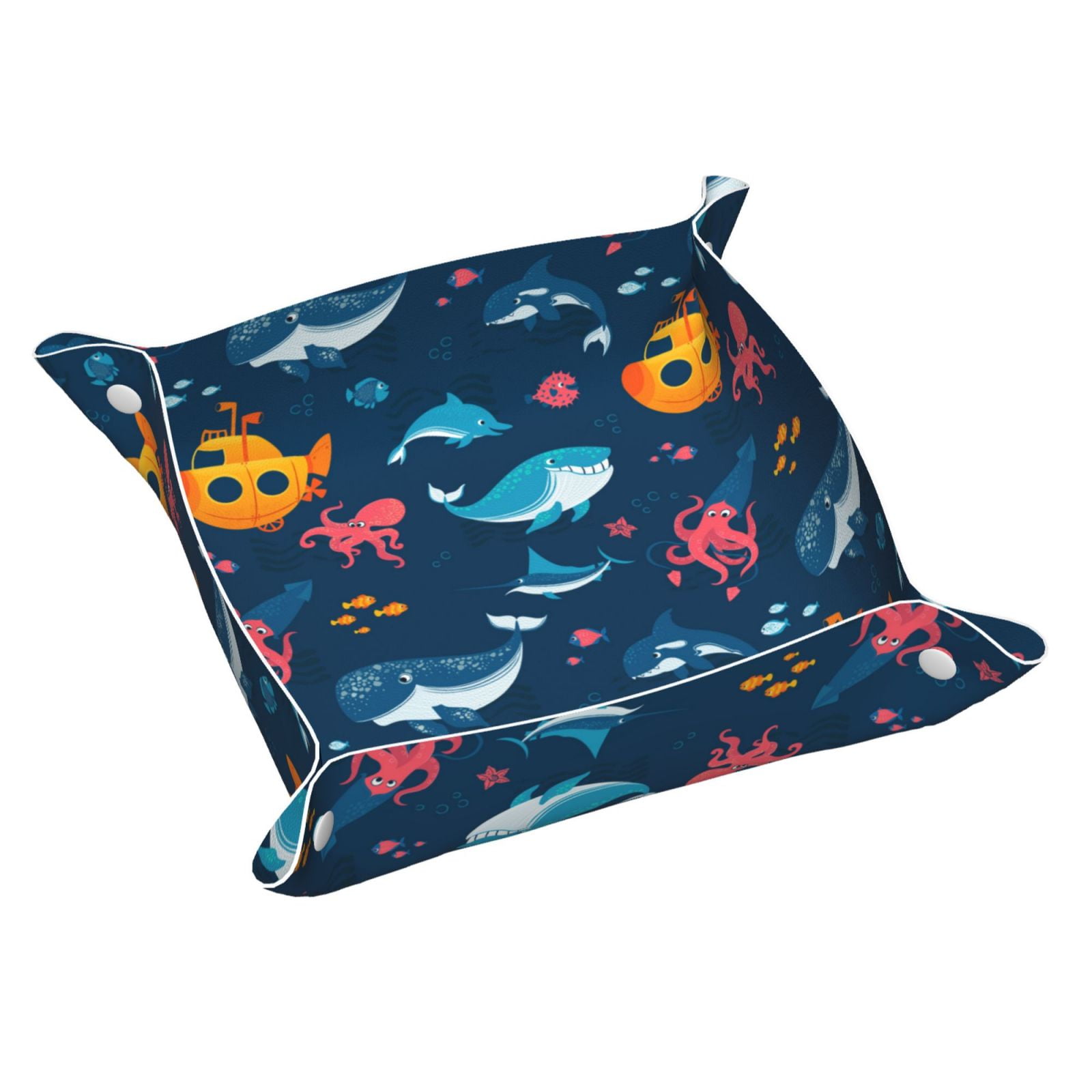 Valet Tray, Ocean Floor Animals Faux Leather Desk Tray Vanity Tray ...