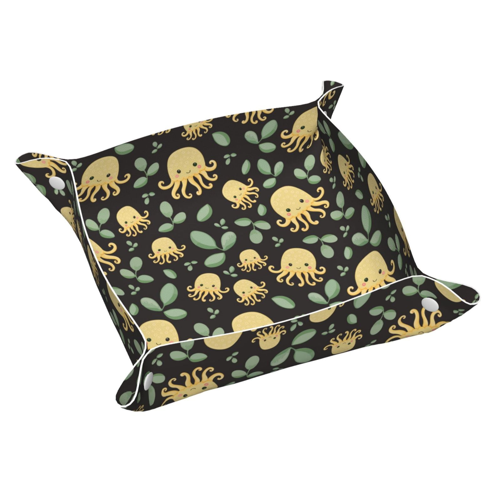 Valet Tray, Octopuses And Leaves Faux Leather Desk Tray Vanity Tray ...