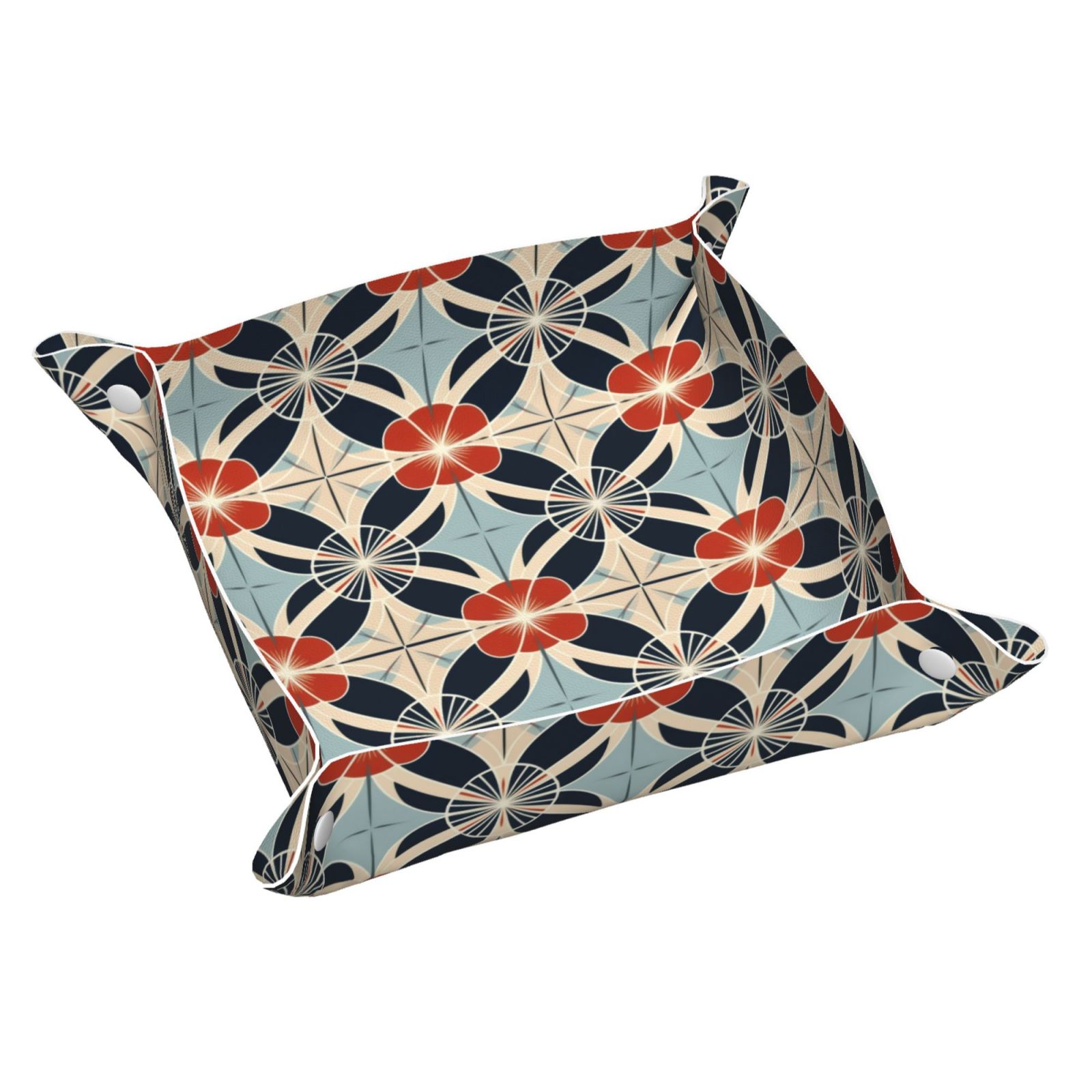 Valet Tray, Oriental Geometric Art Faux Leather Desk Tray Vanity Tray ...
