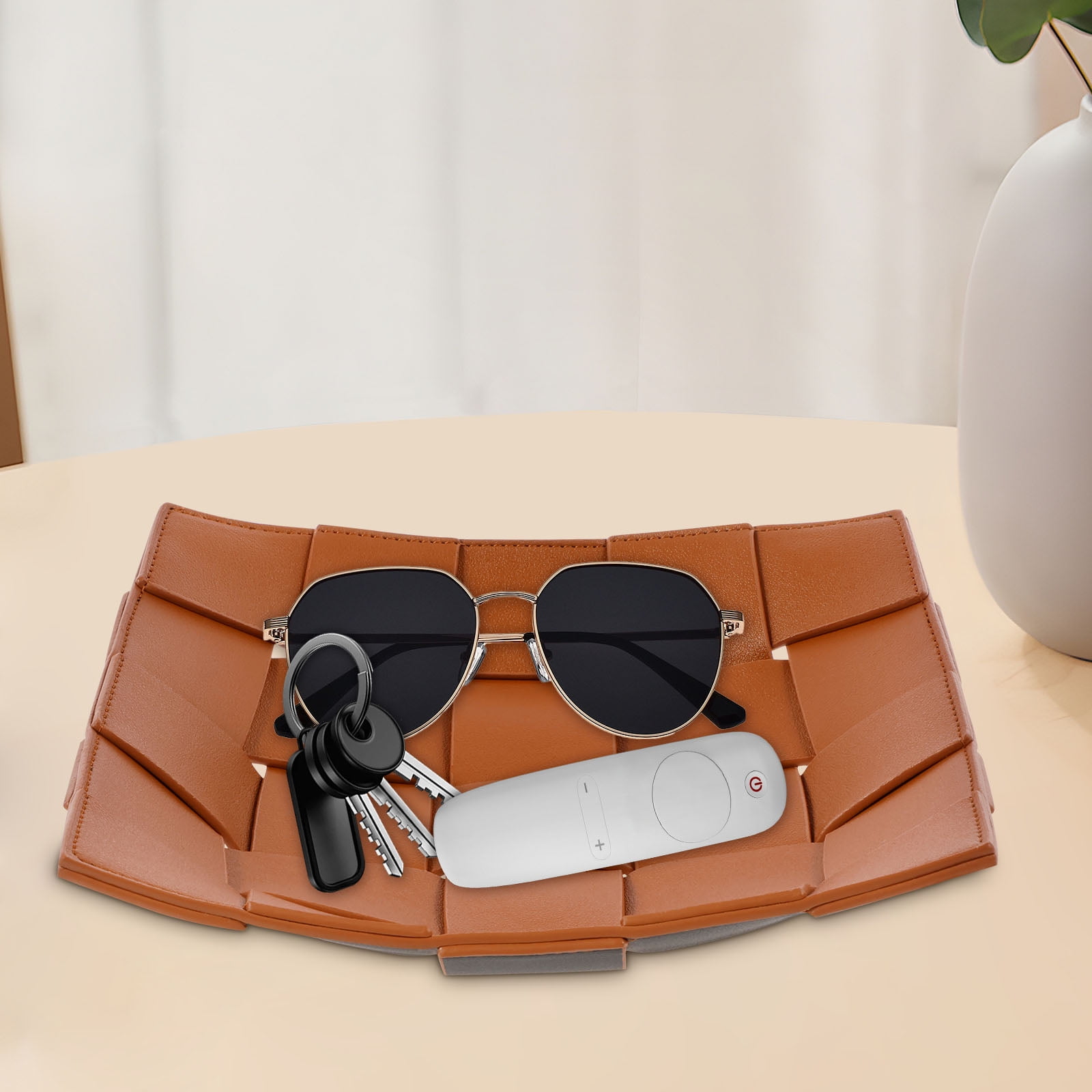 Valet Tray PU Leather Key Holder Bowl Reversible Valet Tray Organizer ...