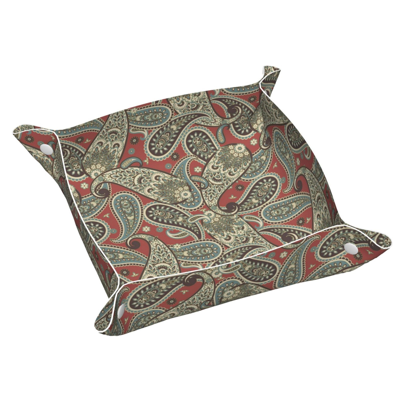 Valet Tray, Paisley Pattern No.9068 Faux Leather Desk Tray Vanity Tray ...