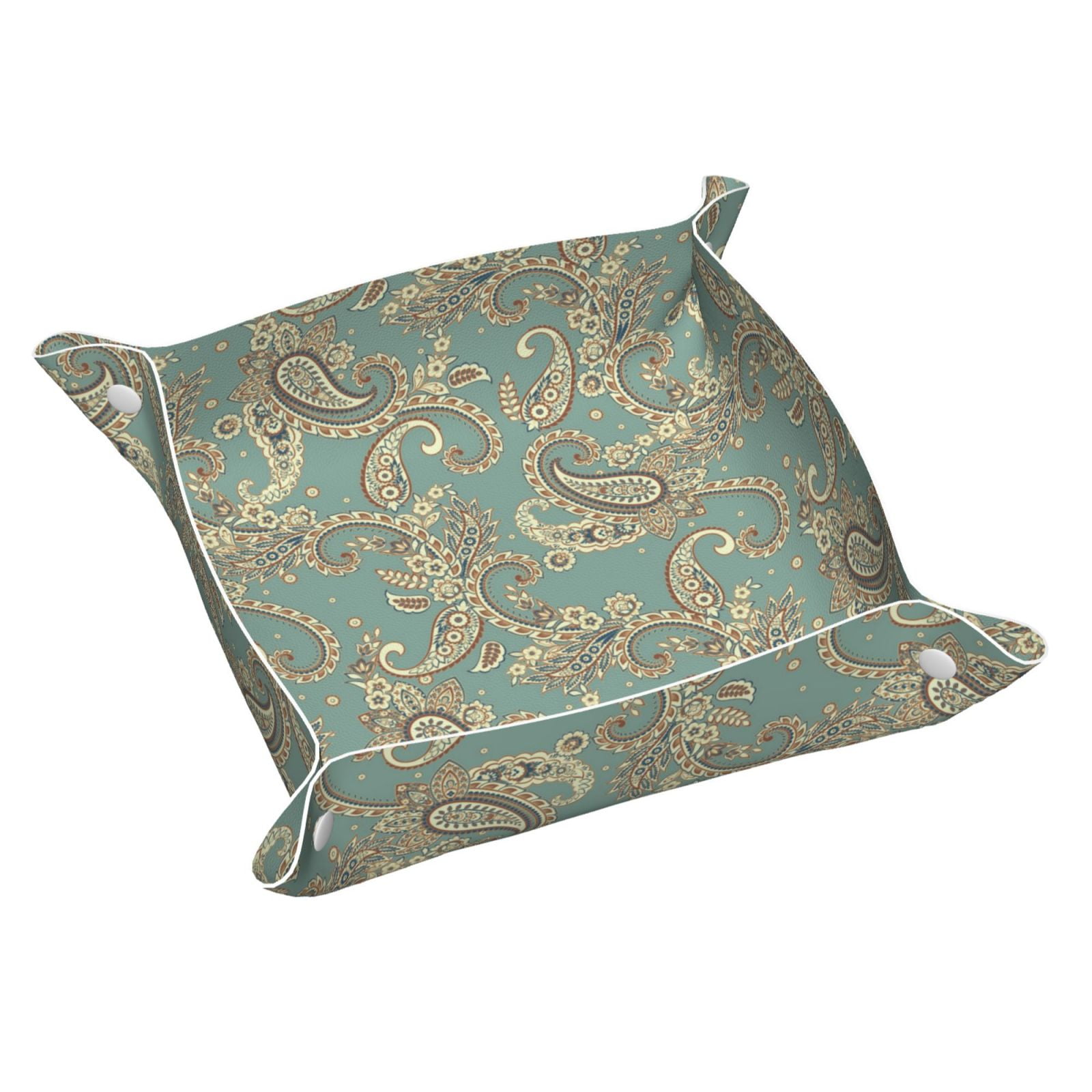 Valet Tray, Paisley Pattern No.9071 Faux Leather Desk Tray Vanity Tray ...