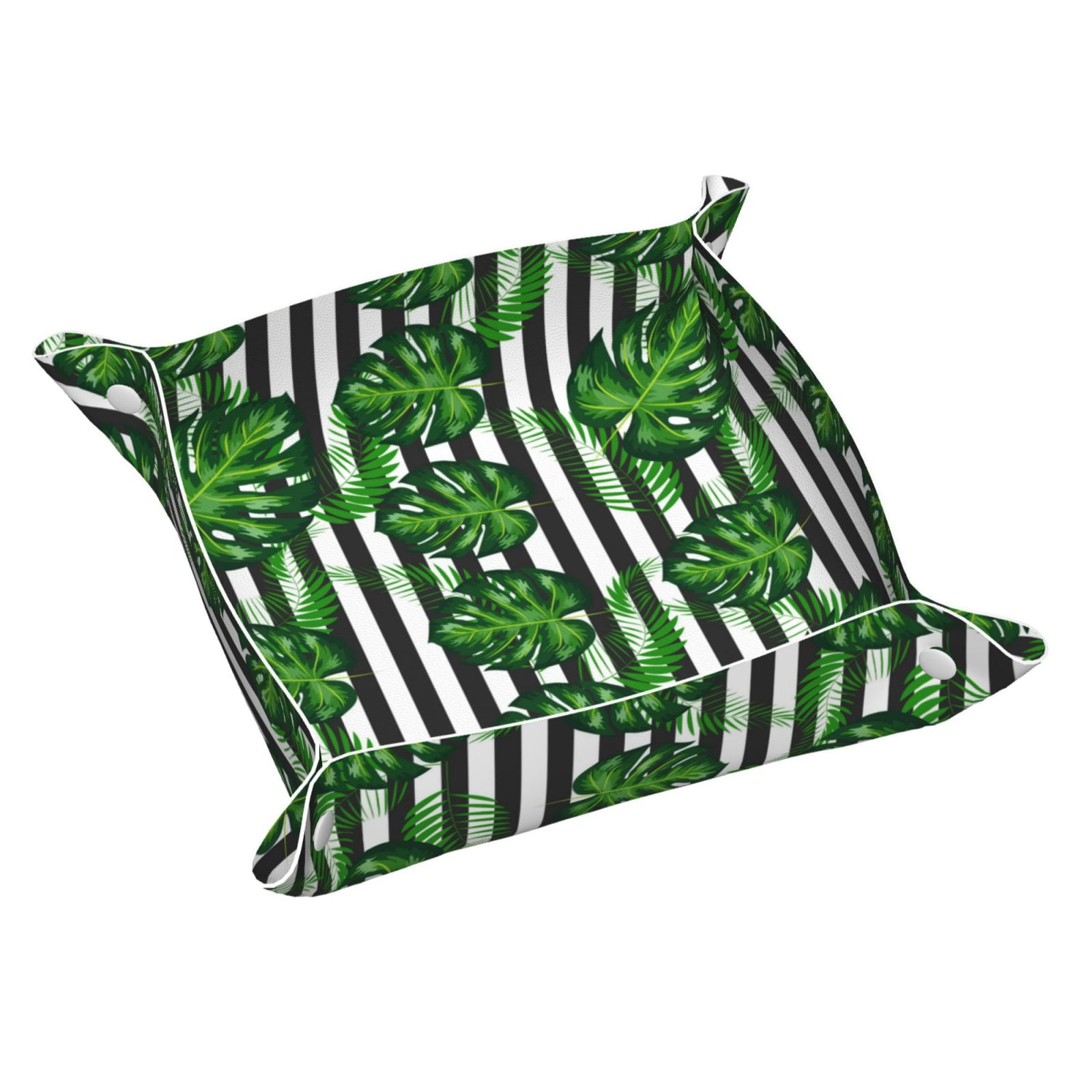 Valet Tray, Palm Greenery Faux Leather Desk Tray Vanity Tray Night Stand Organizer Catch All ...