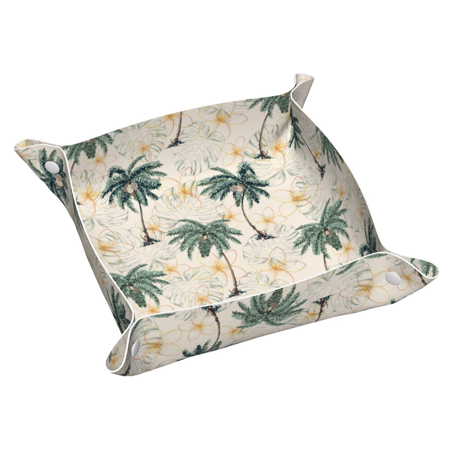 Valet Tray, Palm tree_AC Faux Leather Desk Tray Vanity Tray Night Stand ...