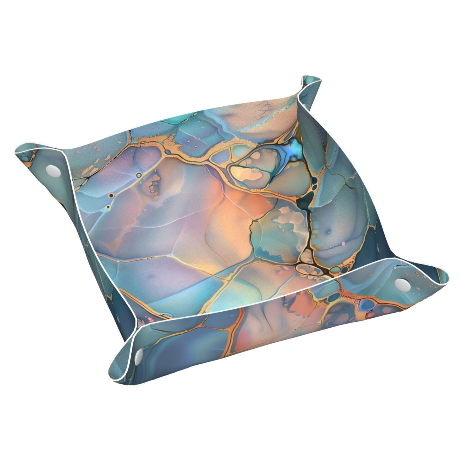Valet Tray, Pastel Abstract Fluid Art Faux Leather Desk Tray Vanity ...