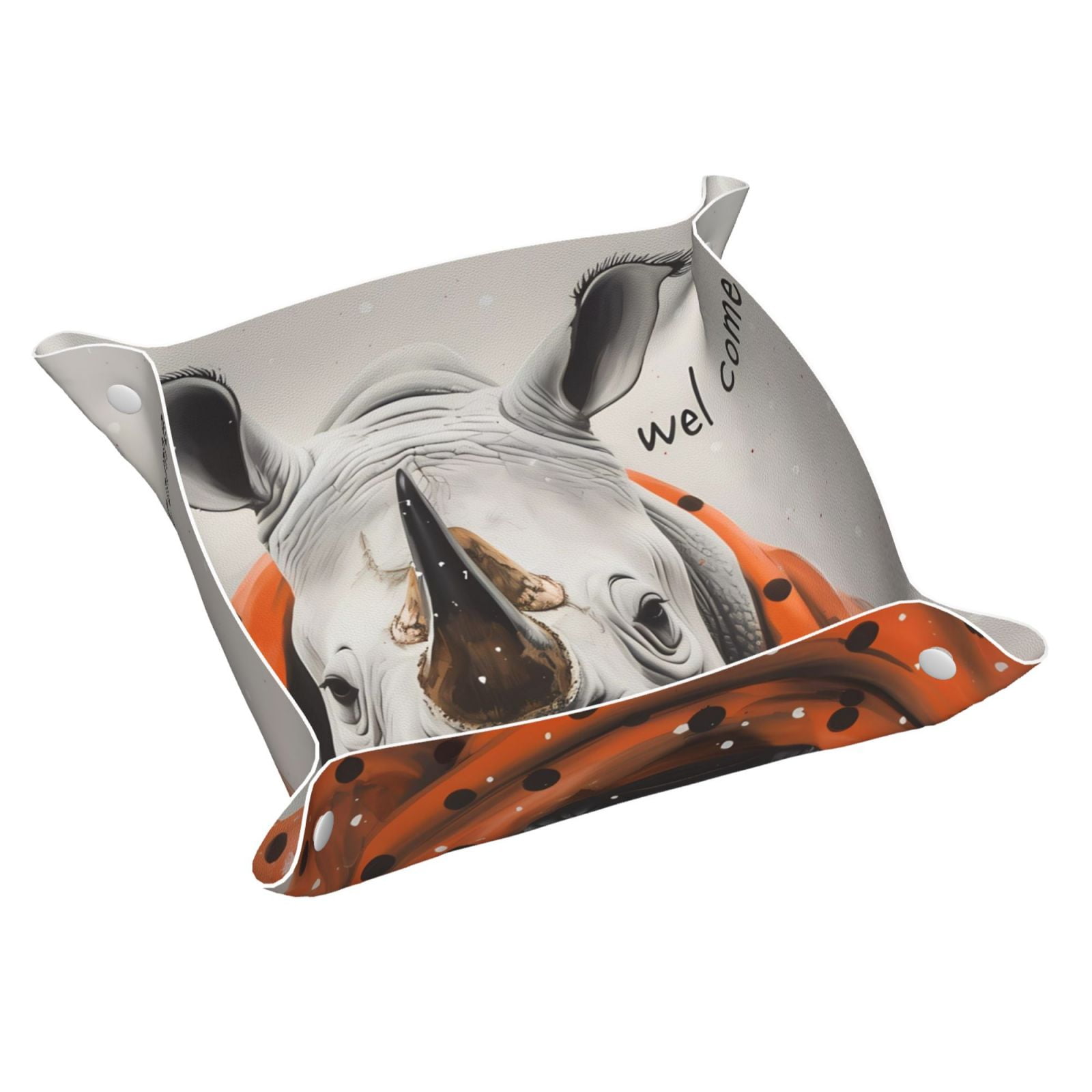 Valet Tray, Polka Dot Rhino Welcome Faux Leather Desk Tray Vanity Tray ...