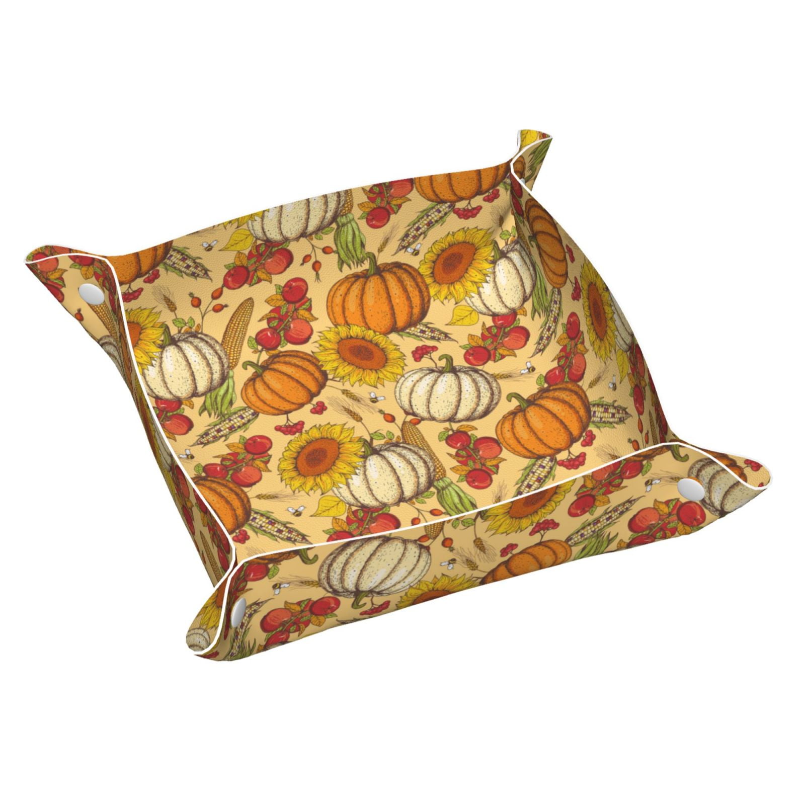 Valet Tray, Pumpkin And Sunflower Faux Leather Desk Tray Vanity Tray ...