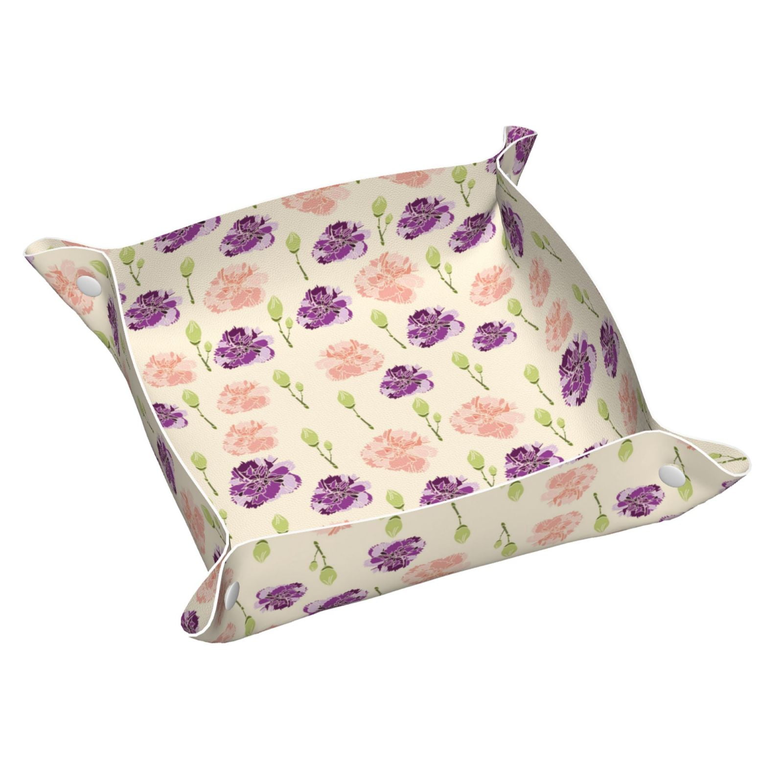 Valet Tray, Purple Pink Carnations Flowers Faux Leather Desk Tray ...