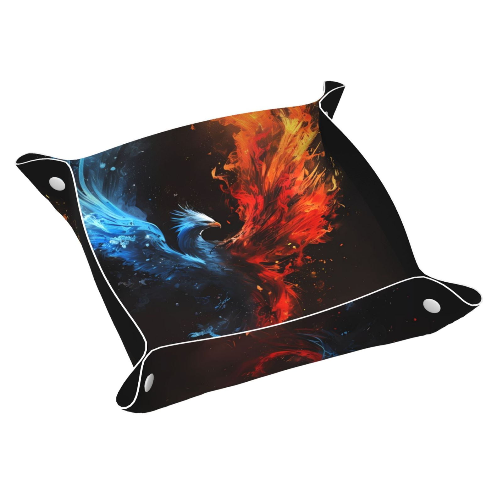 Valet Tray, Red and Blue Fire Bird Faux Leather Desk Tray Vanity Tray ...