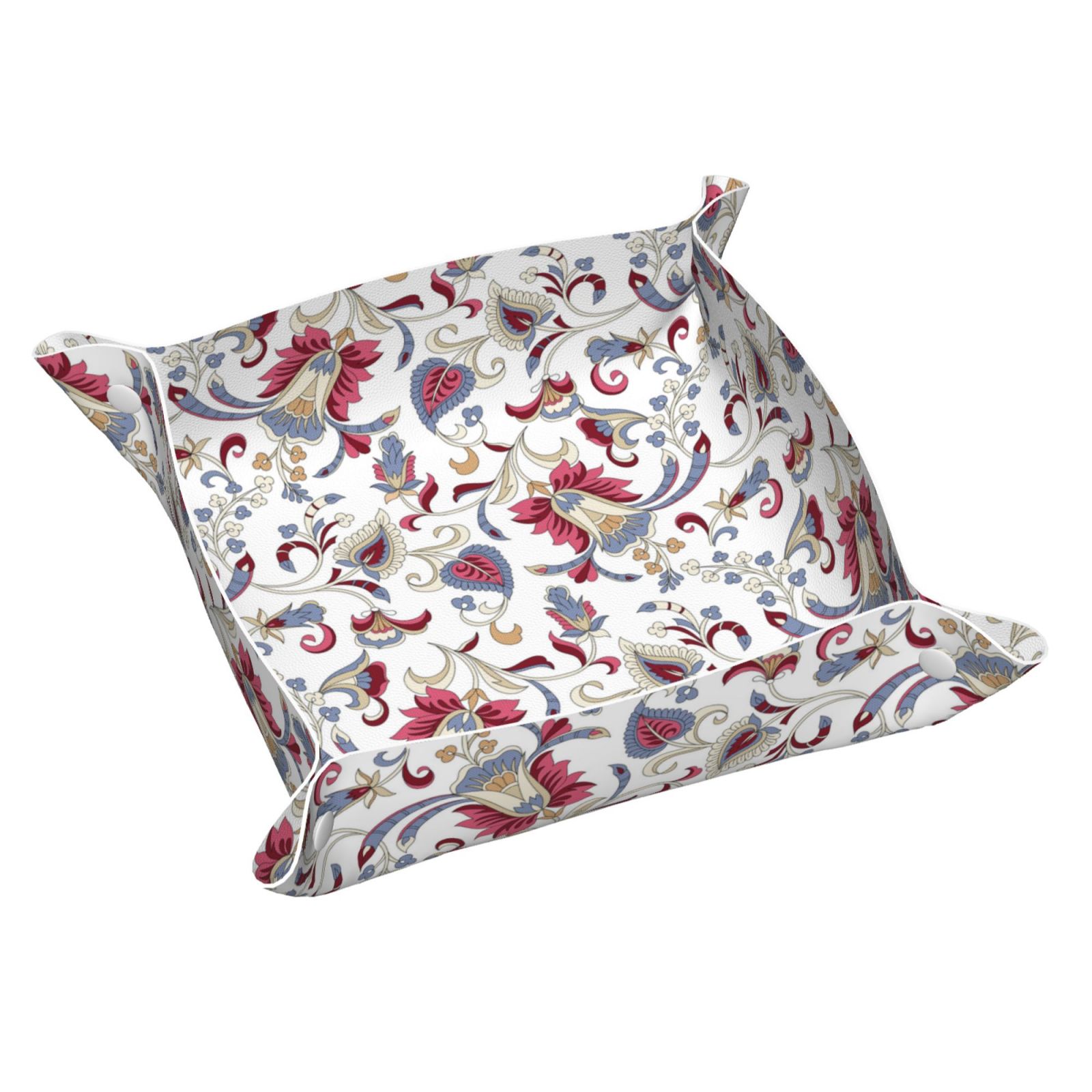 Valet Tray, Red Blue Paisley Faux Leather Desk Tray Vanity Tray Night ...
