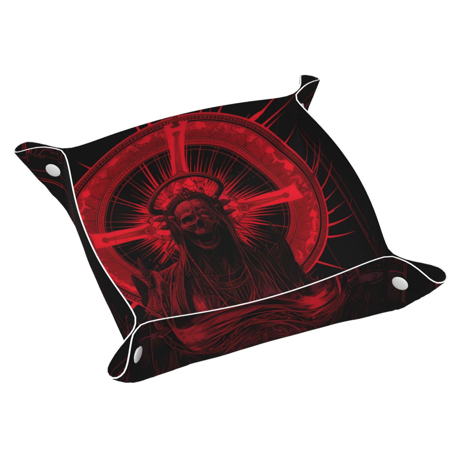 Valet Tray, Red Gothic Skeleton Throne Faux Leather Desk Tray Vanity ...