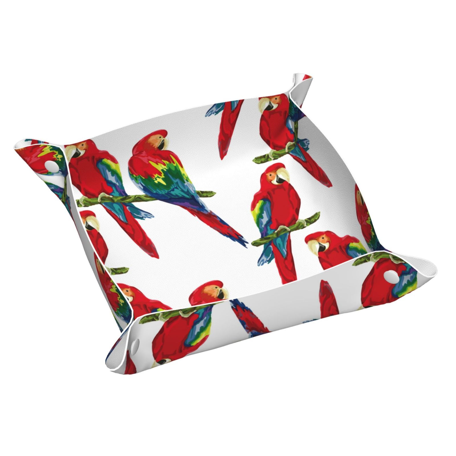Valet Tray, Red Macaw Parrot On Branch Faux Leather Desk Tray Vanity ...
