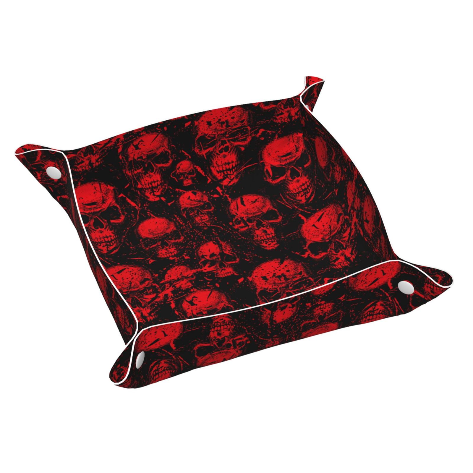 Valet Tray, Red Skulls Faux Leather Desk Tray Vanity Tray Night Stand ...