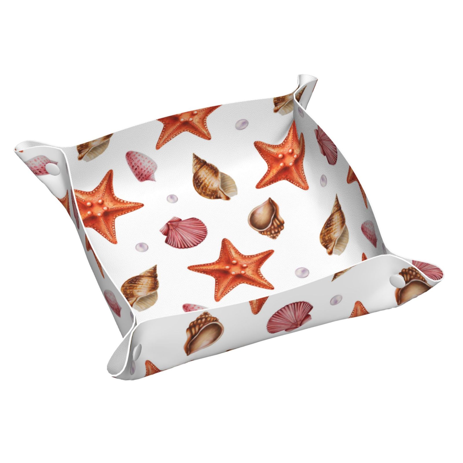 Valet Tray, Red Starfish Pink Scallops Faux Leather Desk Tray Vanity ...