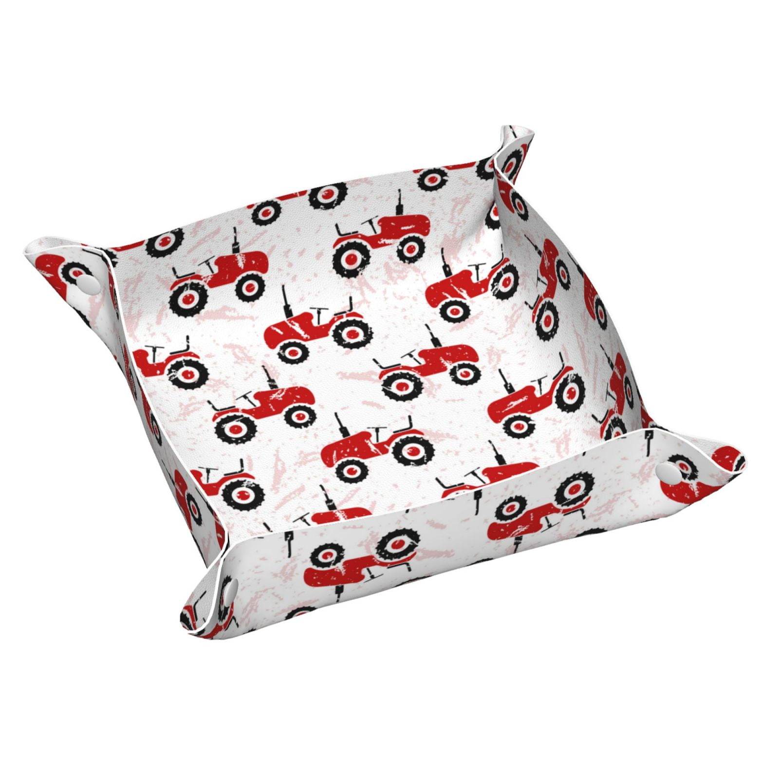 Valet Tray, Red Wheeled Tractors Faux Leather Desk Tray Vanity Tray ...