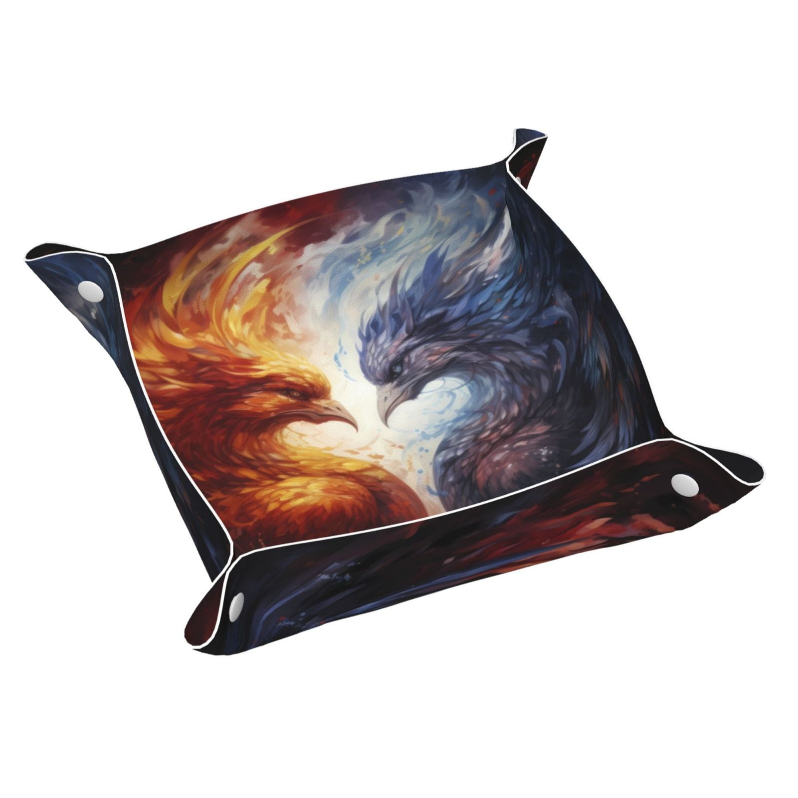 Valet Tray, Red and White Fire Bird Faux Leather Desk Tray Vanity Tray ...