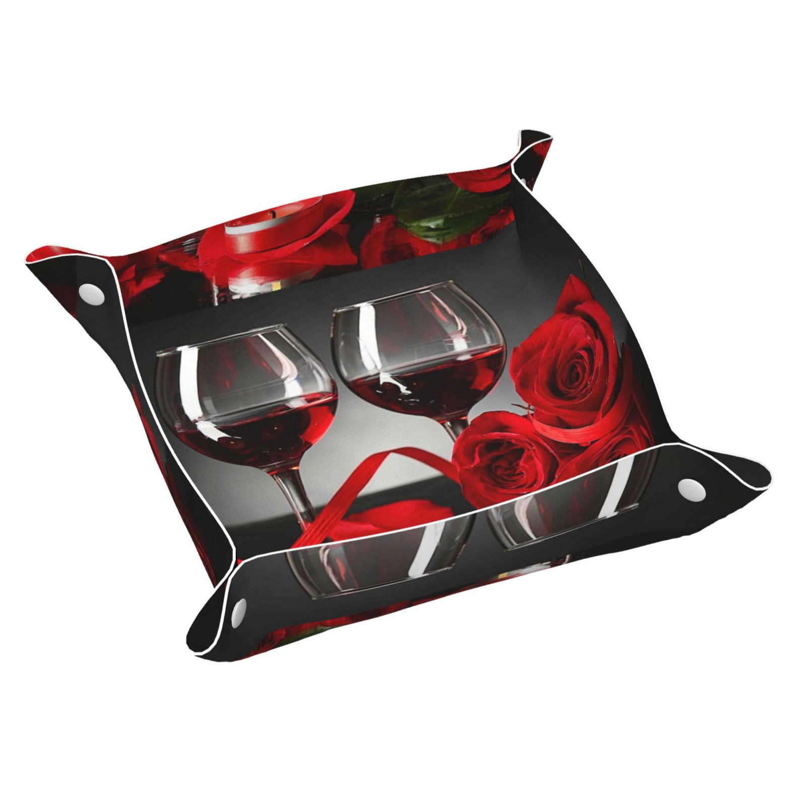 Valet Tray, Red Wine Rose Faux Leather Desk Tray Vanity Tray Night ...