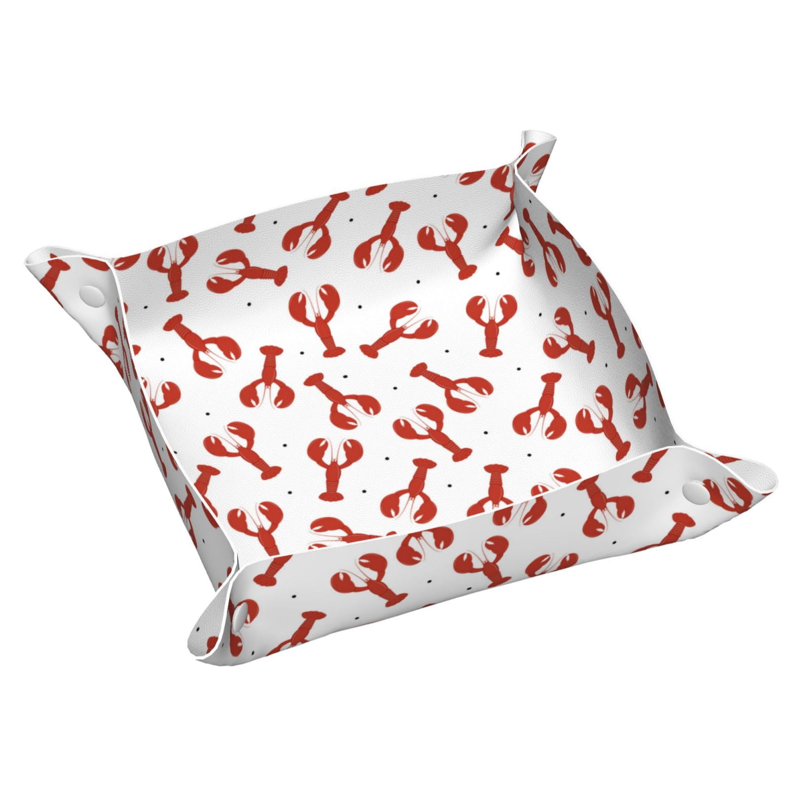 Valet Tray, Red lobsters polka dot Faux Leather Desk Tray Vanity Tray ...