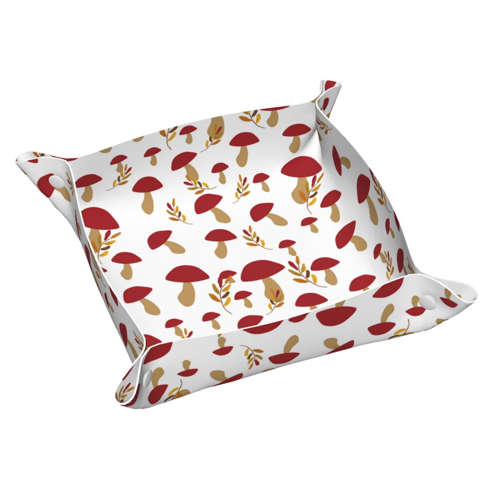 Valet Tray, Red mushroom Faux Leather Desk Tray Vanity Tray Night Stand ...