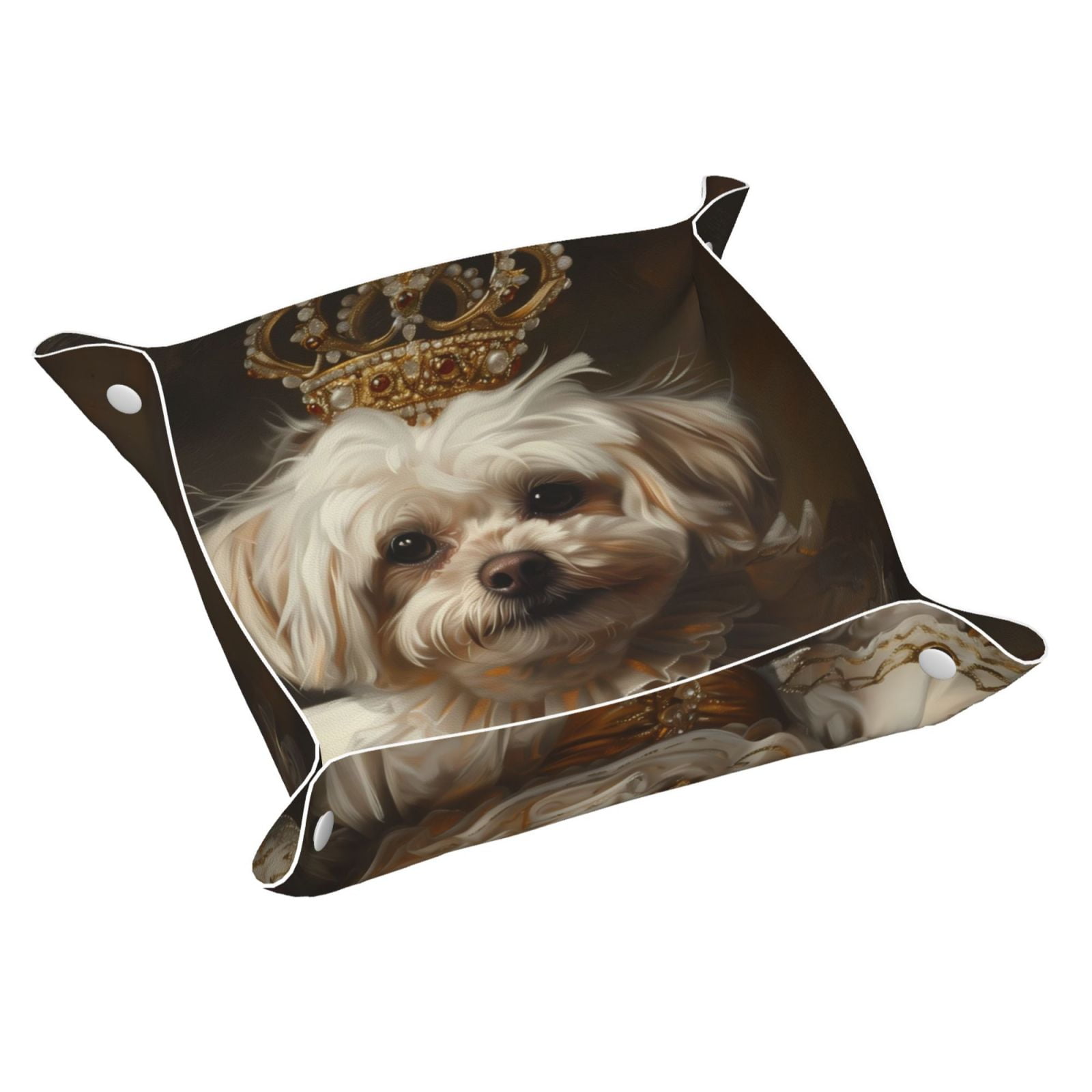 Valet Tray, Regal Dog In Royal Attire Faux Leather Desk Tray Vanity ...