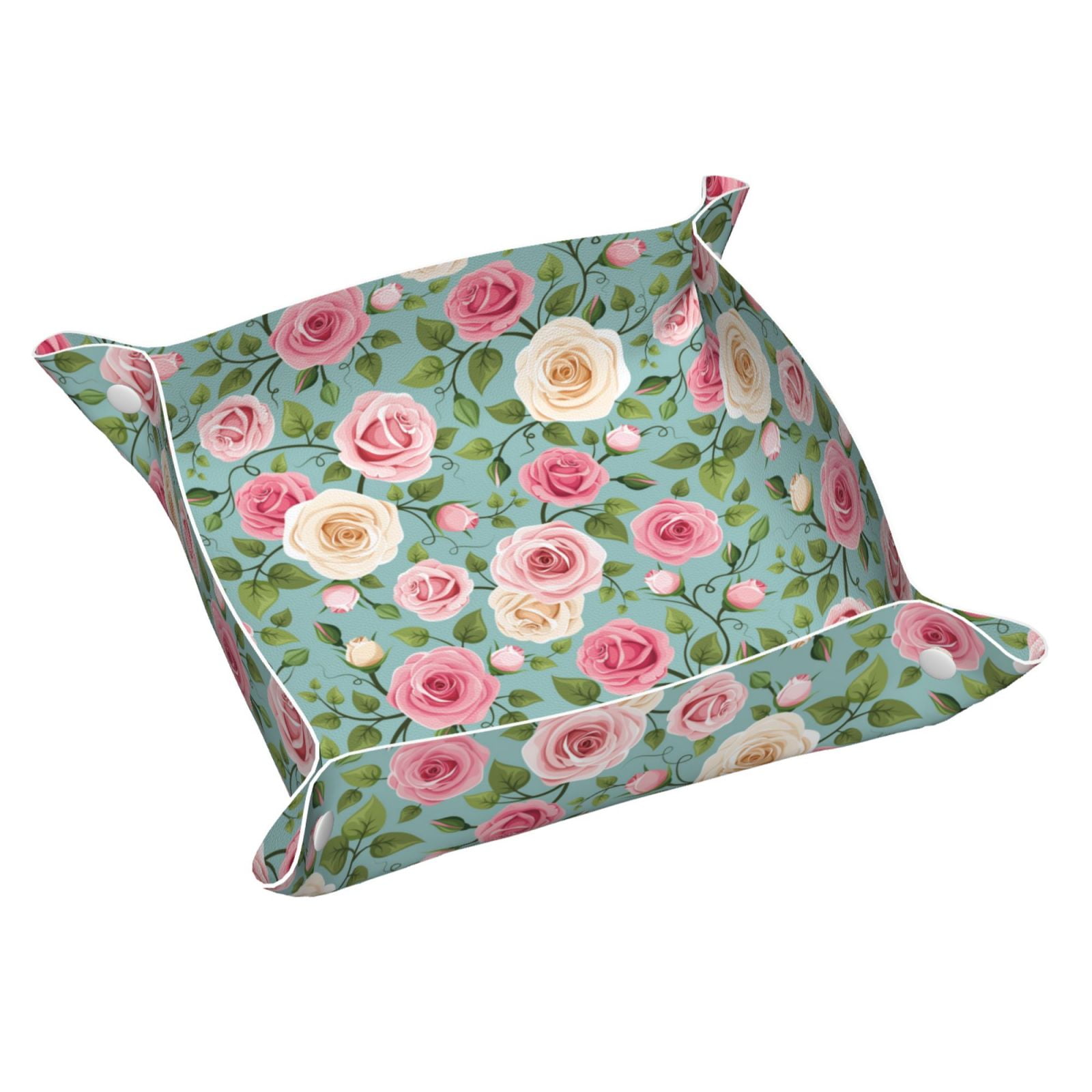 Valet Tray, Rose Flowers Temg Faux Leather Desk Tray Vanity Tray Night ...