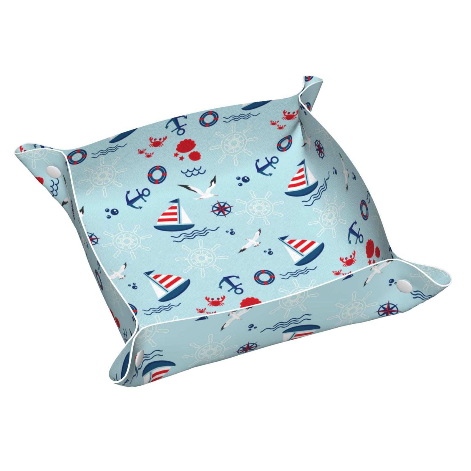 Valet Tray, Sailboats Anchors Faux Leather Desk Tray Vanity Tray Night ...