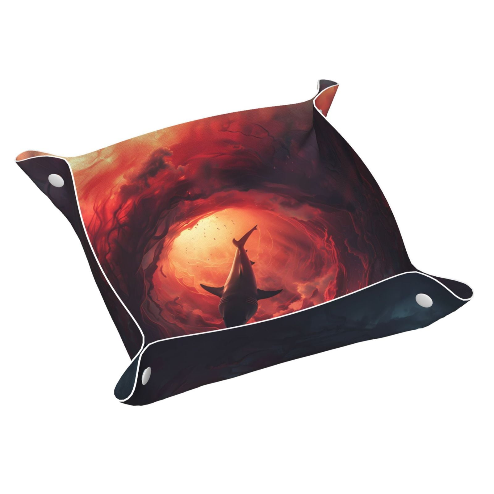 Valet Tray, Shark Underwater Vortex Faux Leather Desk Tray Vanity Tray ...