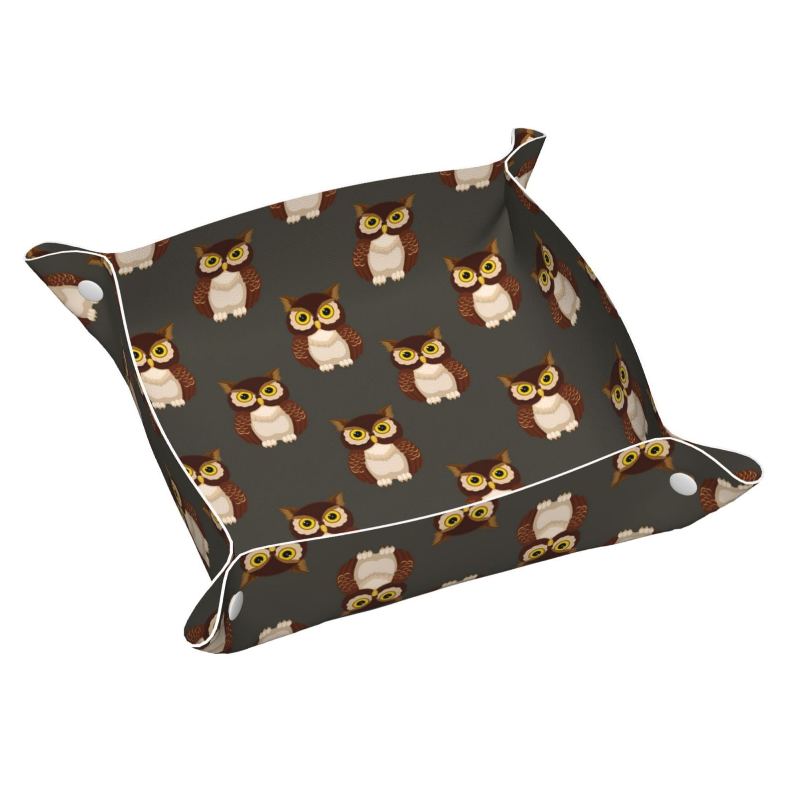 Valet Tray, Simple Owl Prints Faux Leather Desk Tray Vanity Tray Night ...