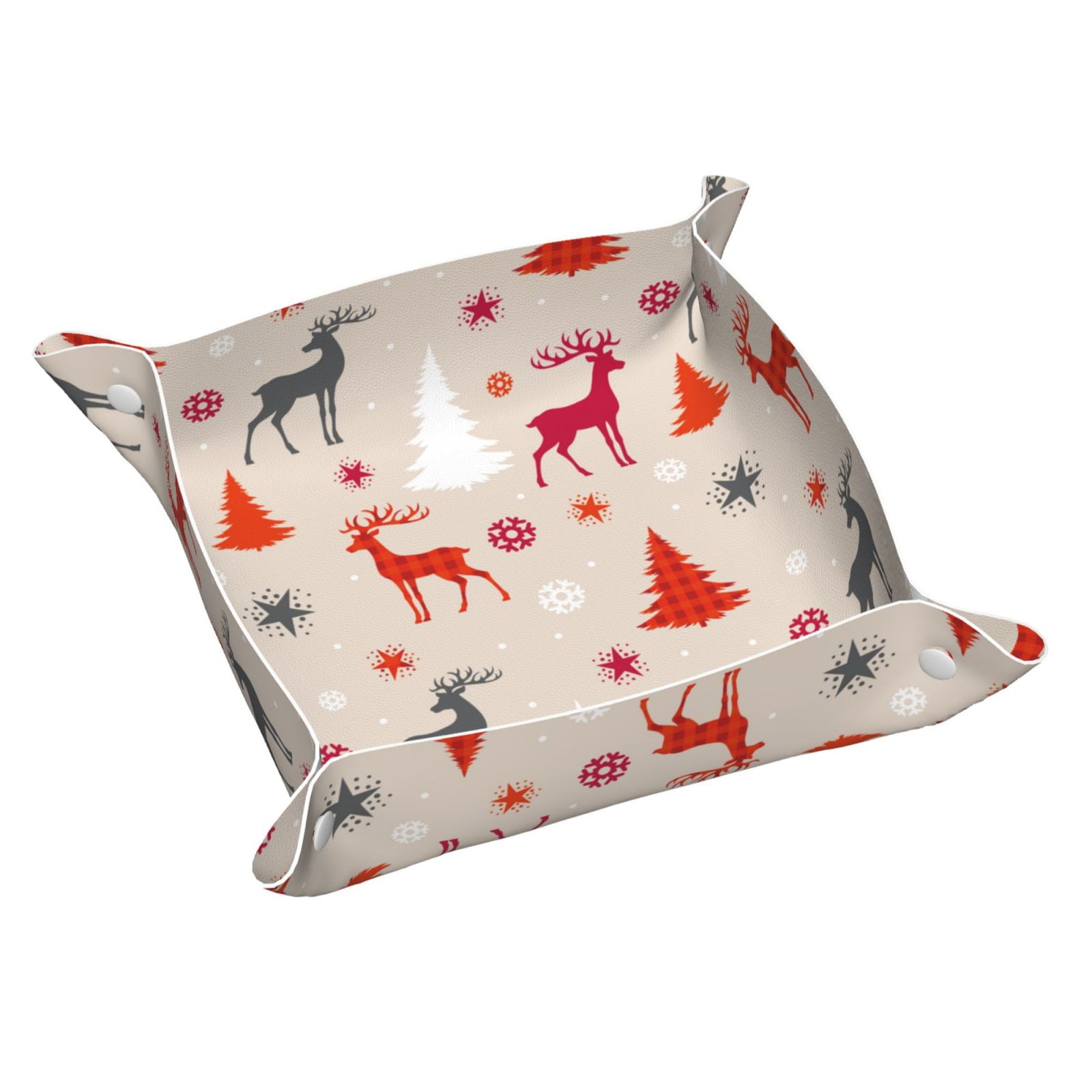 Valet Tray, Simple Painted Deer Trees Stars Faux Leather Desk Tray ...