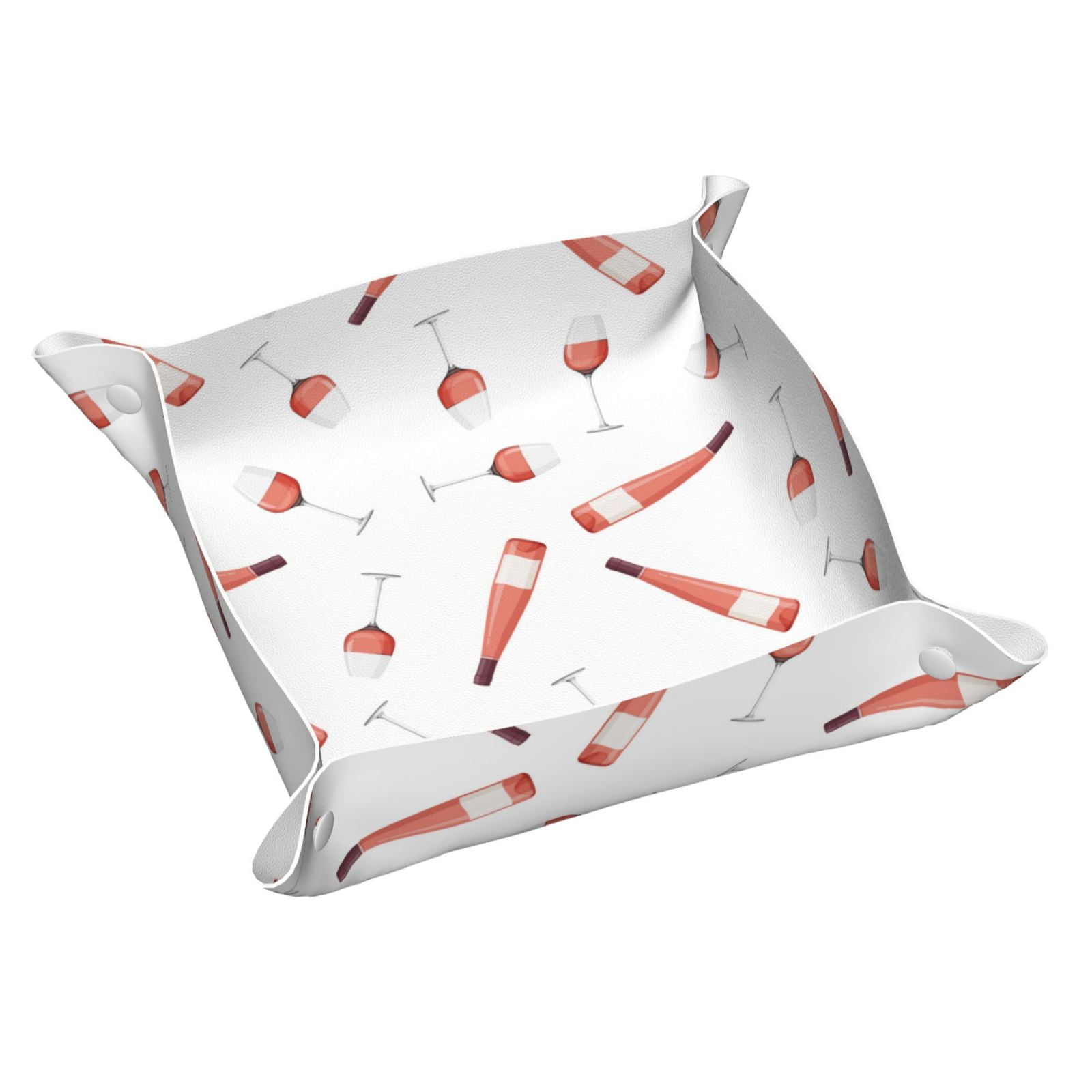 Valet Tray, Simple Wine Glasses Wine Bottle Faux Leather Desk Tray ...