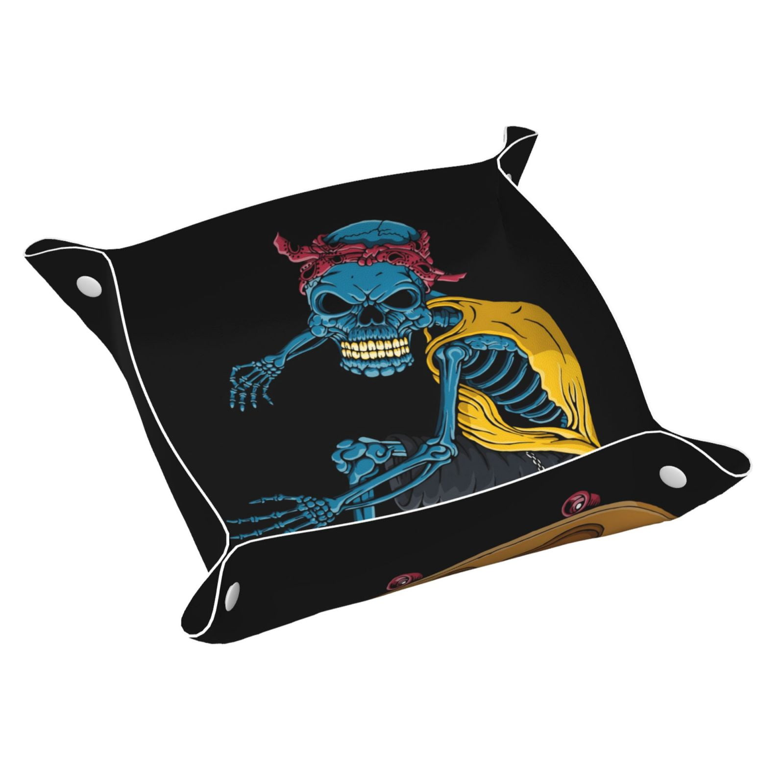 Valet Tray, Skull Skater Style Faux Leather Desk Tray Vanity Tray Night ...