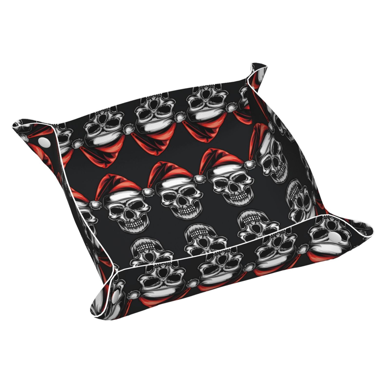 Valet Tray, Skull santa hat Faux Leather Desk Tray Vanity Tray Night ...