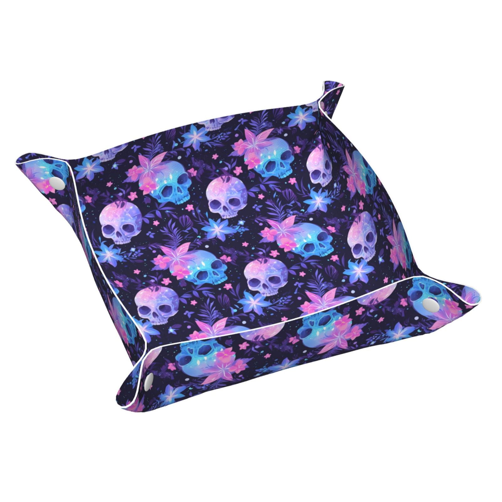 Valet Tray, Skull starry sky flower leaf Faux Leather Desk Tray Vanity ...