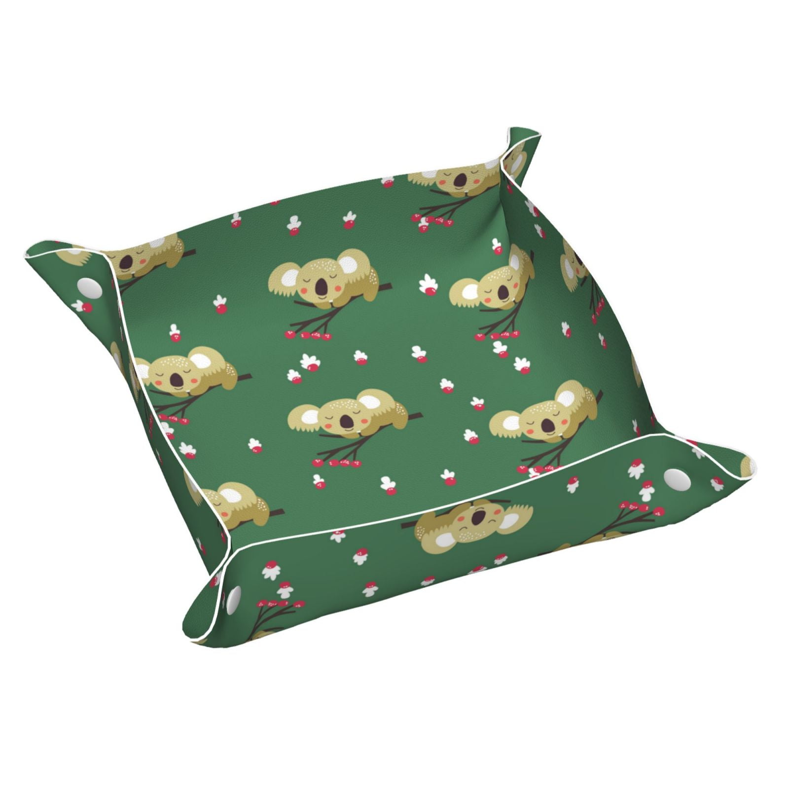 Valet Tray, Sleeping Koala Green Faux Leather Desk Tray Vanity Tray ...