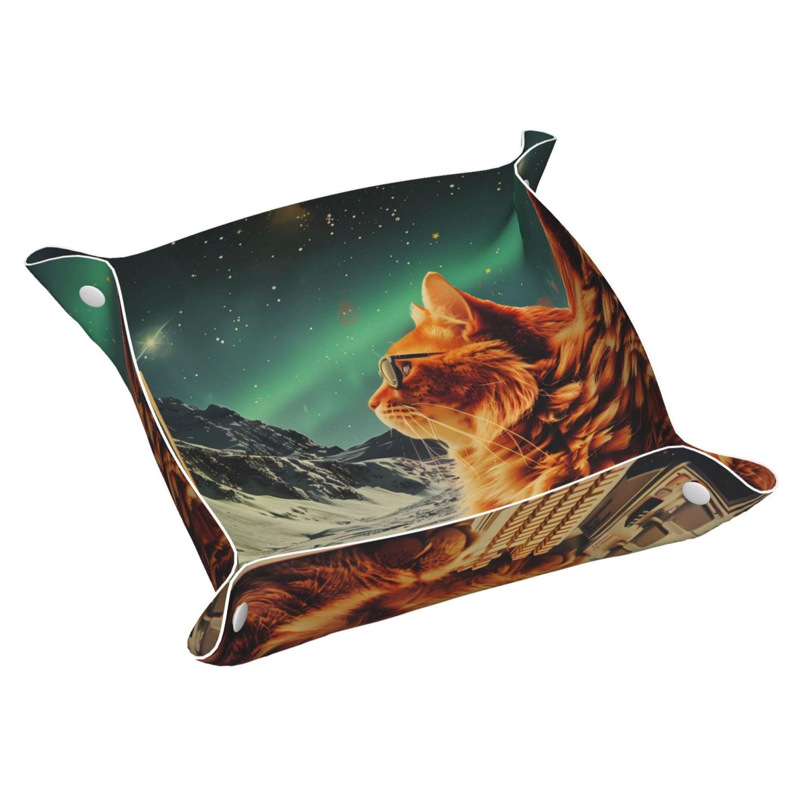 Valet Tray, Space Adventurer Cat Faux Leather Desk Tray Vanity Tray ...