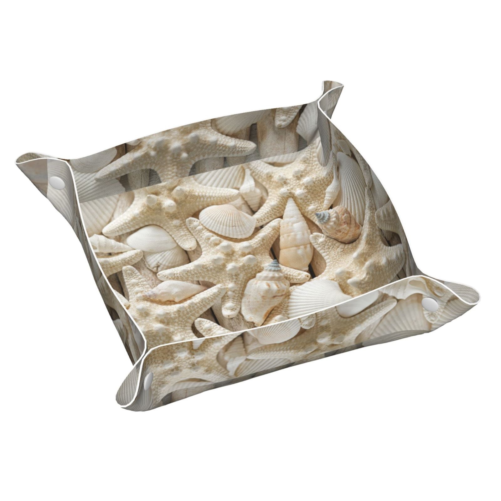 Valet Tray, Starfish and Sea Shells Faux Leather Desk Tray Vanity Tray ...