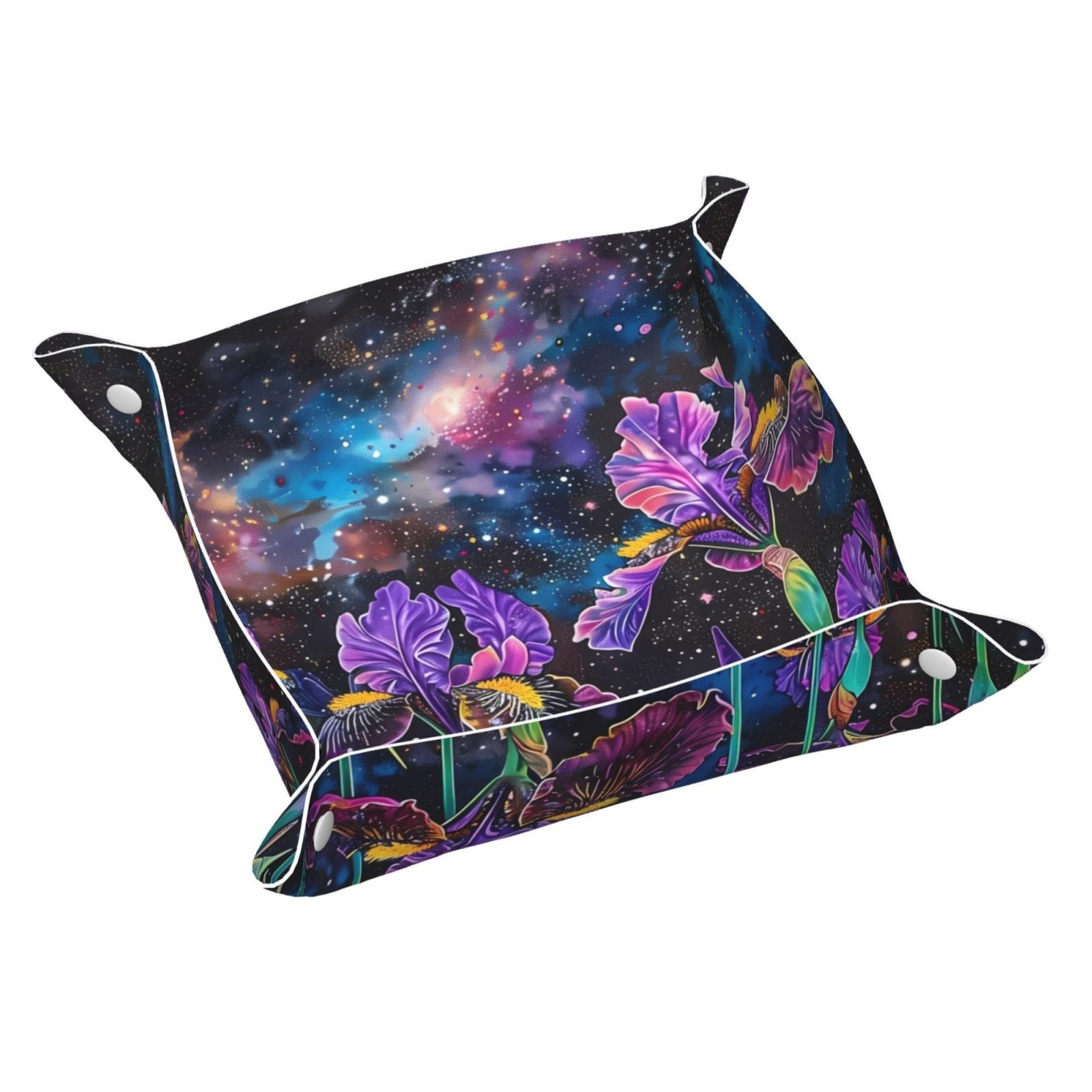 Valet Tray, Starry Night Iris Field Faux Leather Desk Tray Vanity Tray ...