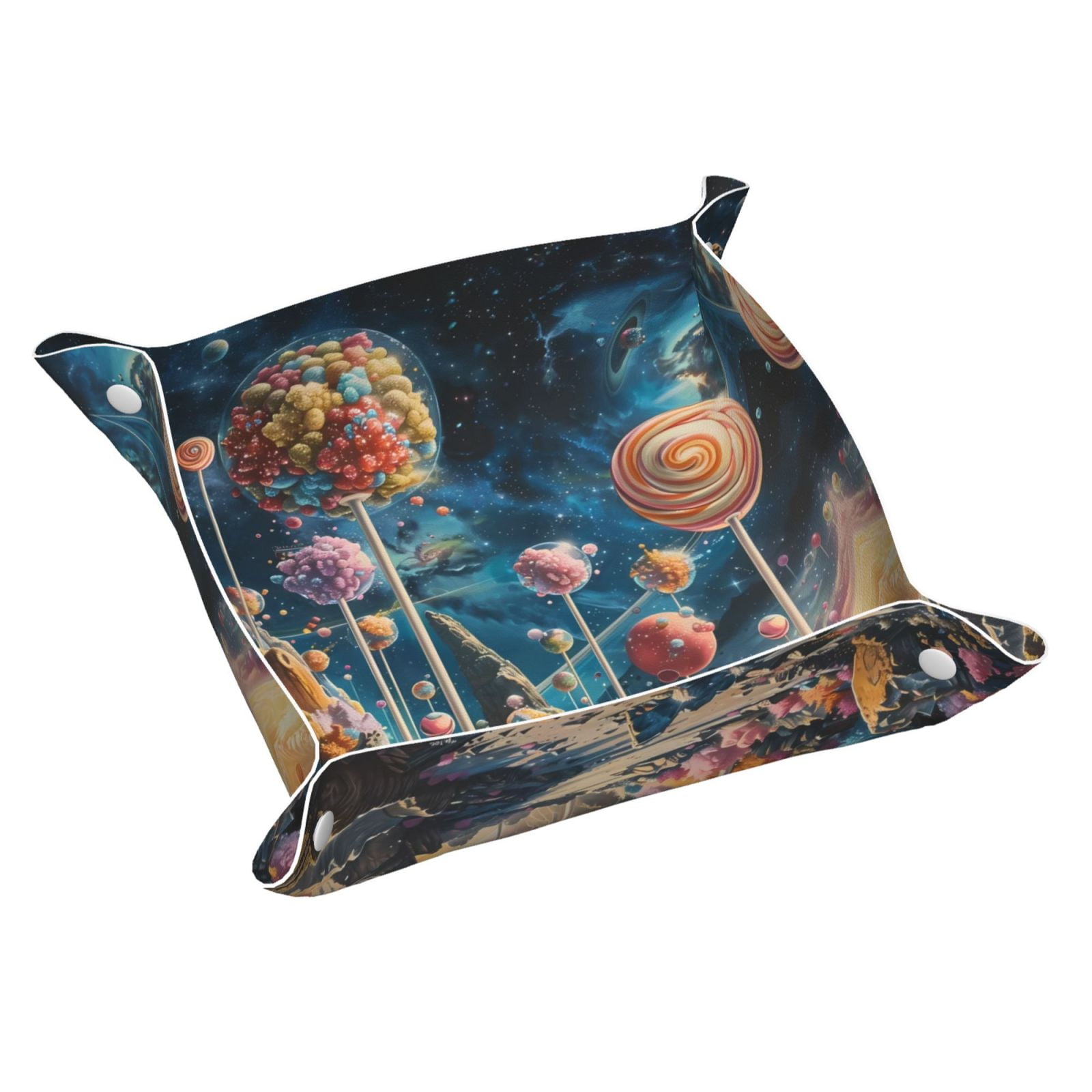 Valet Tray, Starry Sky Planet Lollipop Faux Leather Desk Tray Vanity ...