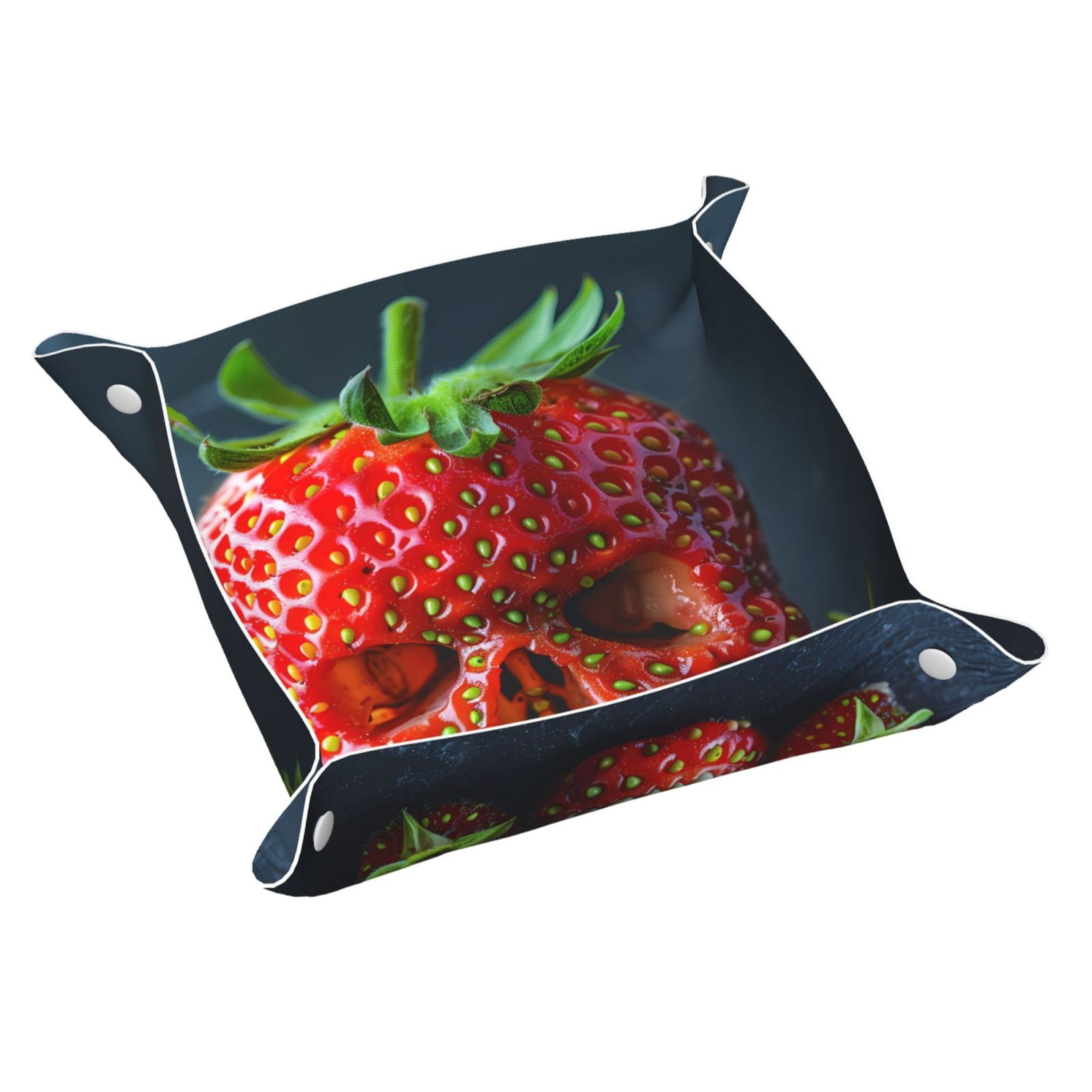 Valet Tray, Strawberry Skull Realistic Art Faux Leather Desk Tray ...