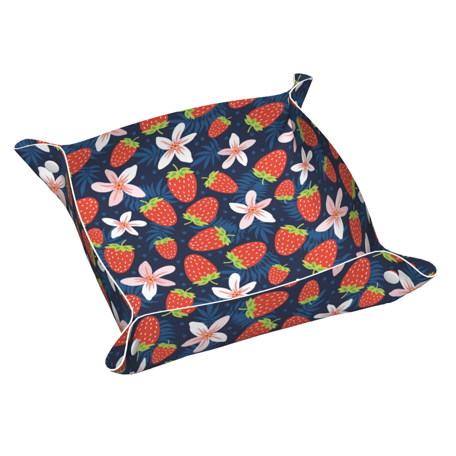 Valet Tray, Strawberry flower A Faux Leather Desk Tray Vanity Tray ...