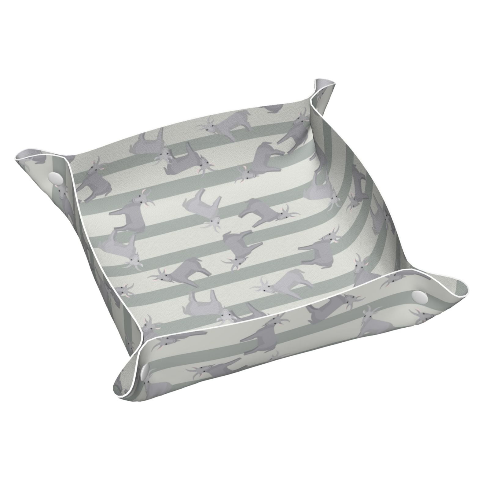 Valet Tray, Striped Simple Cartoon Cute Goat Faux Leather Desk Tray ...