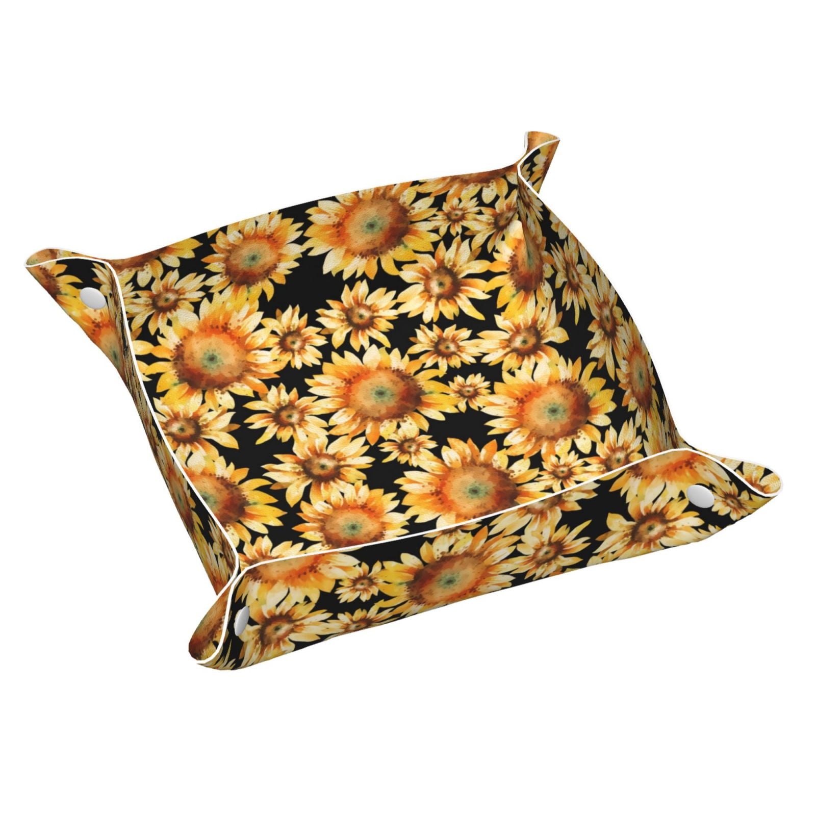 Valet Tray, Sunflowers 1 Faux Leather Desk Tray Vanity Tray Night Stand ...