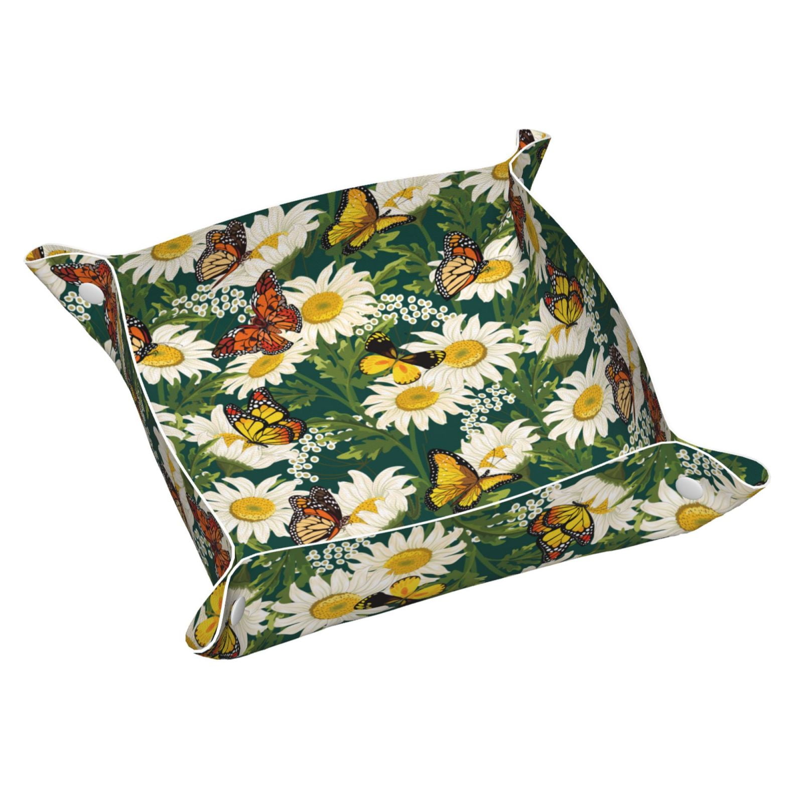 Valet Tray, Sunflowers Butterfly Faux Leather Desk Tray Vanity Tray ...